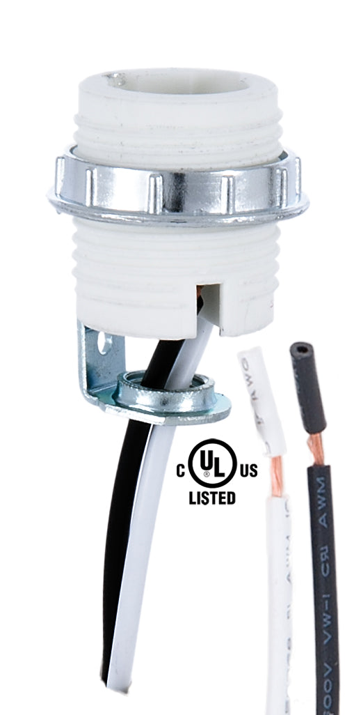 Keyless Porcelain Candelabra Socket With Metal Ring – ChandelierSupply.com